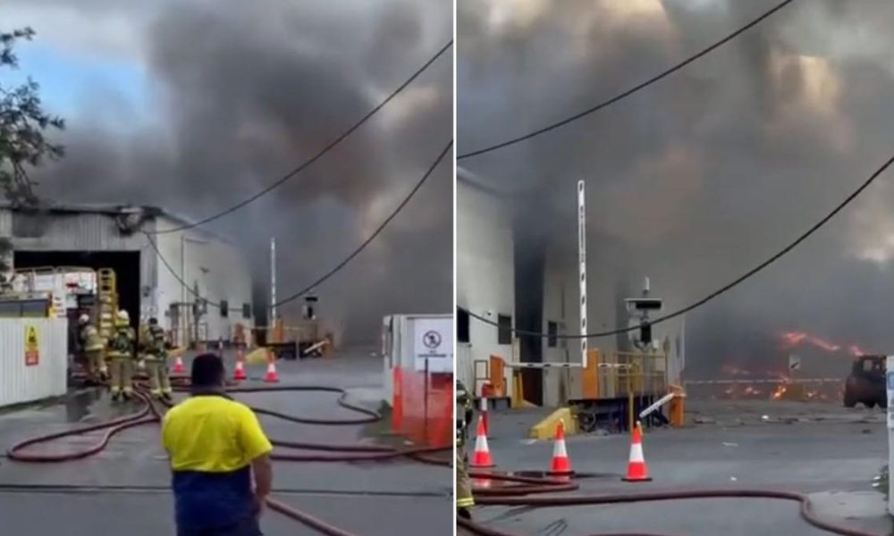 Urgent warning to locals as multiple crews battle major industrial fire ...